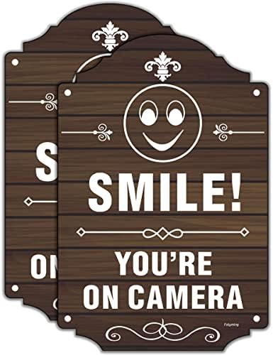 Amazon.com: 2 Pack Smile You're On Camera Signs,Aluminum, UV Ink ...