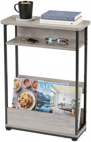 Amazon.com: Narrow Side Table,3-Tier Slim End Table with Storage Shelf ...