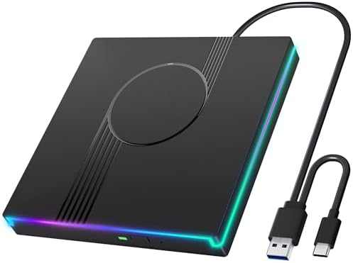 Amazon.com: Wbacon RGB External CD/DVD Drive for Laptop, External CD ...