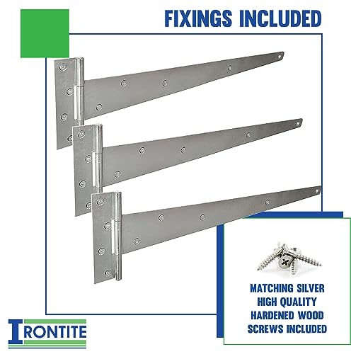 IRONTITE 1 Pair BZP T Hinges 600mm (24), Galvanised Gate Hinges for ...