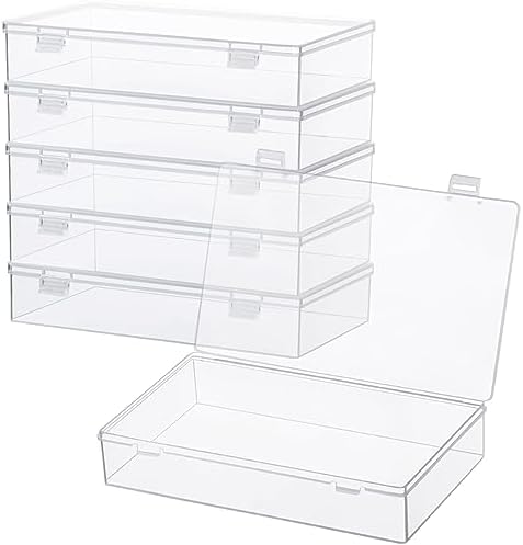 Ganydet Clear Plastic Boxes, 6 Packs Small Storage Containers Box with ...