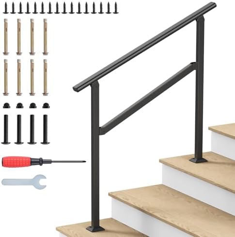 Hand Rails for Outdoor Steps, 2-5 Steps Wrought Iron Handrails for ...