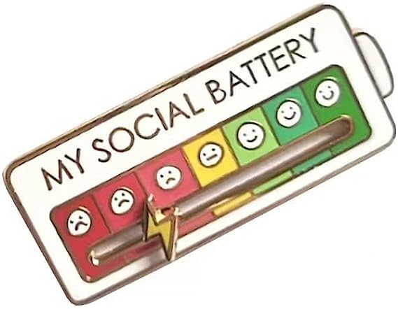 Buy Fun Social Battery creative lapel pin for men enamel emotional pin ...