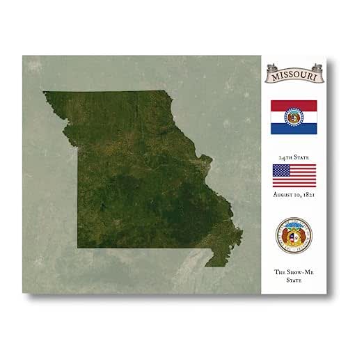 Amazon.com: Missouri Map Print - 14”x11” Canvas Wall Art Featuring ...