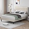Amazon.com: Keyluv Full Size Platform Bed Frame with Fabric Upholstered ...