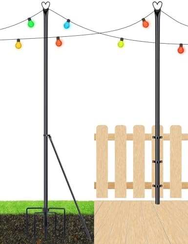 XDW-GIFTS String Light Pole - Steel Poles for Outdoor String Lights ...