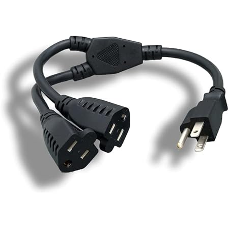 Amazon.com: 2 Way Power Cord Splitter Cable 6 Ft-3 Prong 1 to 2 ...