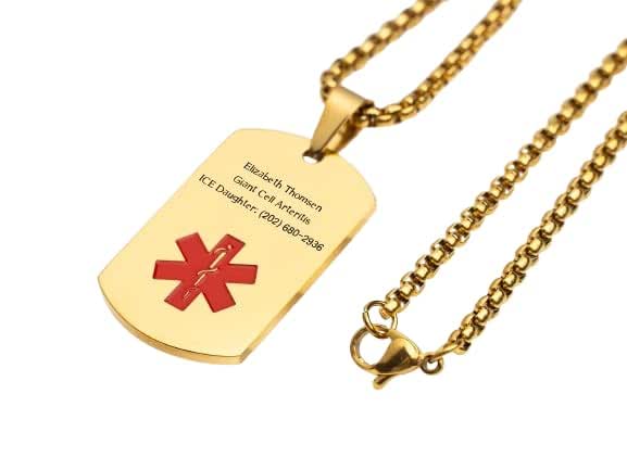 Amazon.com: Personalized Medical Alert Necklace for Women Men, Custom ...