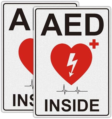 Amazon.com: AED Sign Stickers, 2 Pack 10"x7" Large Vinyl AED Sign for ...