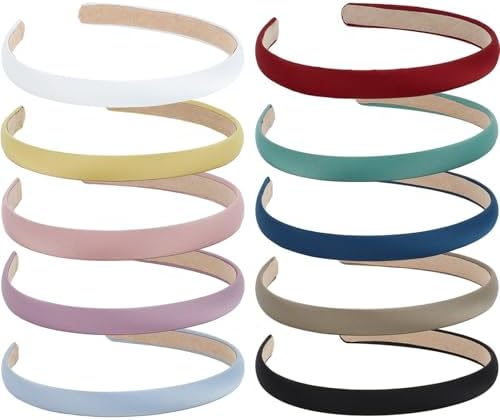 Amazon.com : Wecoe Multicolored Narrow Satin Headbands, 10pcs Non Slip ...