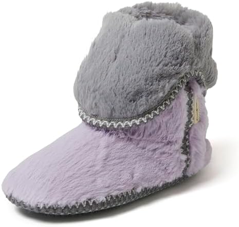 Dearfoams Women's Fuzzy Memory Foam Beth Bedroom Bootie Slipper Sock ...