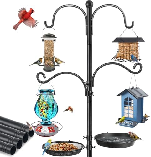 Amazon.com: Bird Feeder Poles, Bird Feeding Station with Water Bowl and ...