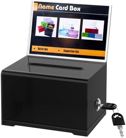 Amazon.com: Cokvok Acrylic Donation Box with Lock and Sign Holder ...