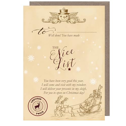 Christmas Nice List Certificate Postcard Letter from Santa/Father ...