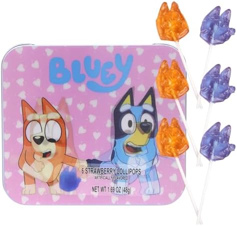 Amazon.com : Bluey Valentine’s Lollipops Tin, Individually Wrapped ...