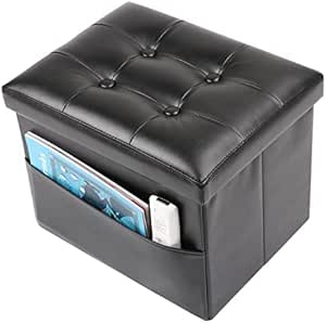 Amazon.com: Docvania 17” Storage Ottoman Folding Footstool with Side ...