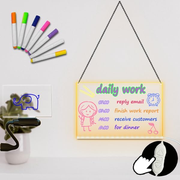 Creative Hanging Acrylic Message Board LED Dimming Warm White Light 30× ...