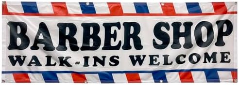 Amazon.com: 4 Less Co 2x6 Feet BARBER SHOP WALK INS WELCOME Banner ...