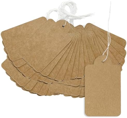Price Tags with String, 500pcs Kraft Paper Tie on Labels 35 x 22mm ...