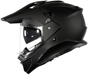 Akito Adventure Motorcycle Helmet Plain Satin Black - J&S : Amazon.co ...