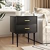 Amazon.com: Semiocthome Modern Black Nightstand with 2 Drawers & Glod ...