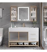 Amazon.com: NAIROLET Bathroom Vanity with Sink - Wall Mounted Bathroom ...