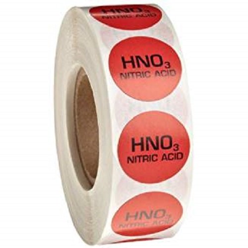 Amazon.com: Greenwood Products GWNITRICLABEL Nitric Acid (HNO3) Red 1 ...