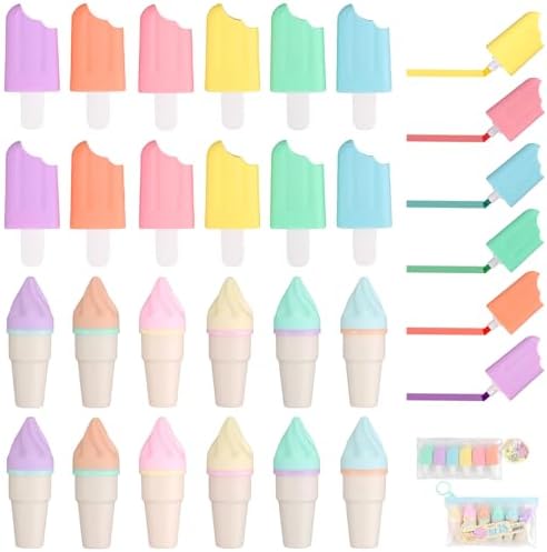 Demarsen 24 Piece Mini Highlighter Set, 6 Colour Light Pens, Pastel ...