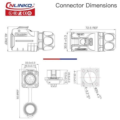CNLINKO LP-24 19 Pin Waterproof Connector 5A 250V AC Quick Plug ...