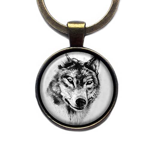 Wolf Head Bronze Keychain Keyring : Amazon.co.uk: Handmade Products