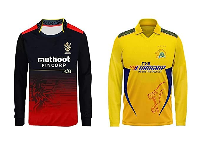 Buy RCB Jersey & CSK Cricket Team Full Sleeve Jersey Virat18/Dhoni7 ...