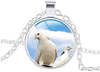 Blanco Palomas Plata colgante Paloma Paz colgante amante paloma joyería ...
