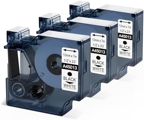 Unistar Compatible Label Tape for Dymo 45013 S0720530 12mm x 7m Black ...