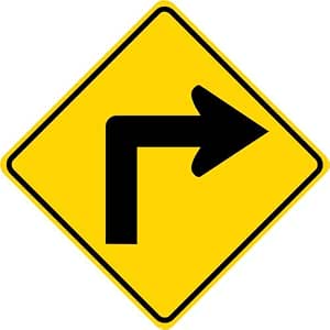 Plaque de signalisation en aluminium avec symbole tournant à droite ...