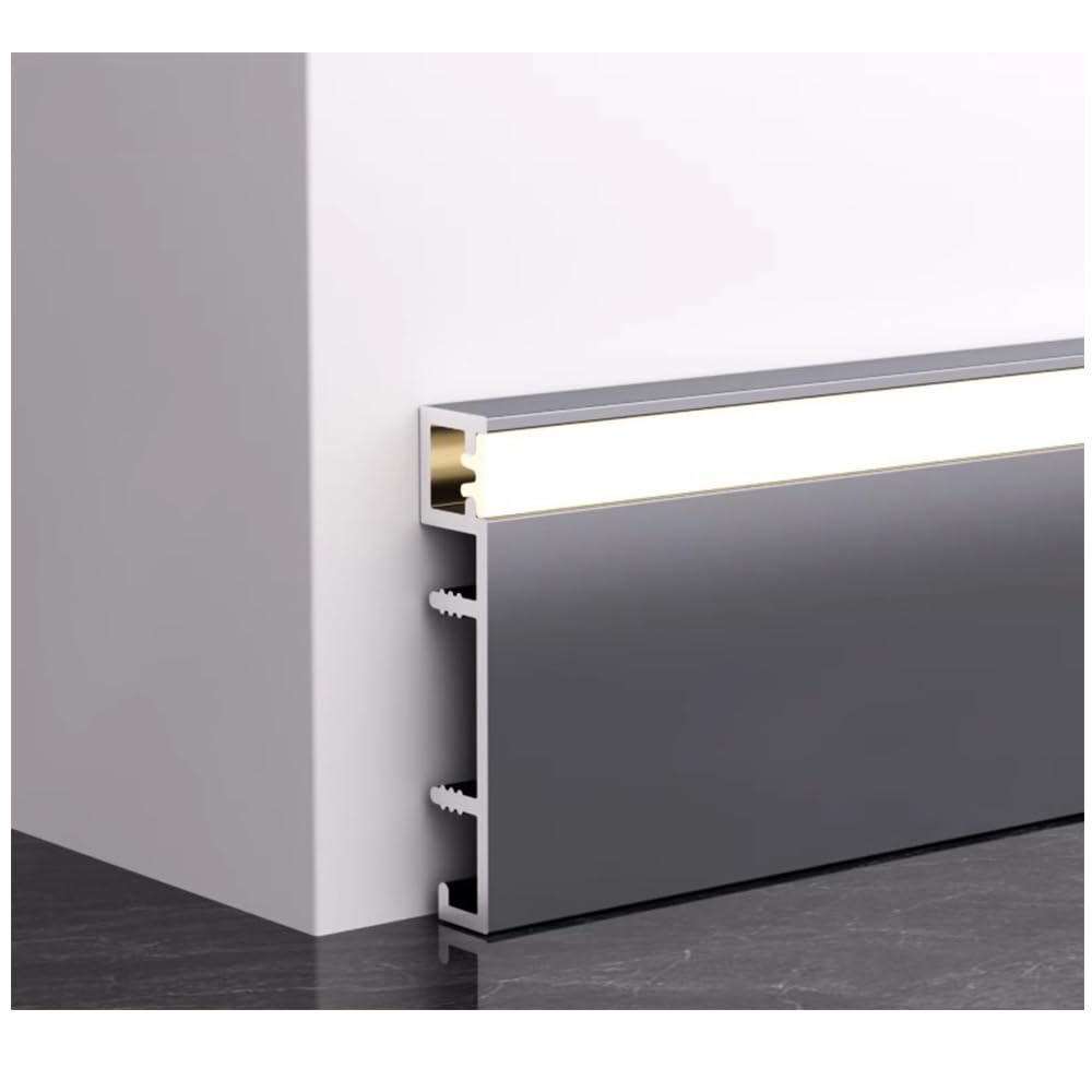 DGLILUAN 3.3ft/1m LED Aluminum Grey Skirting Baseboards, LED Strip ...
