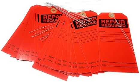 Amazon.com : Valchemist Repair Required Red Tags with Wire Maintenance ...