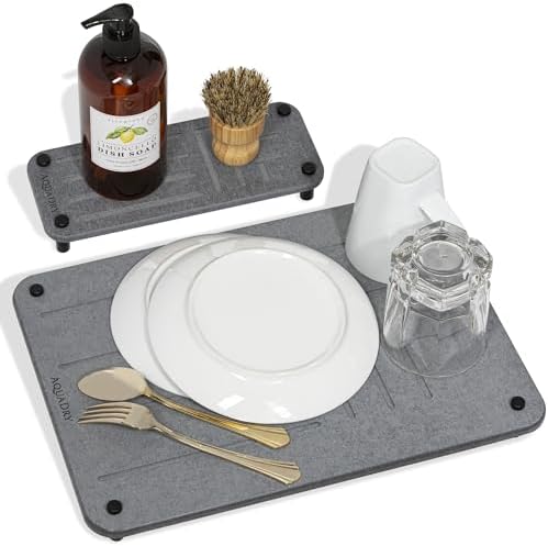 Amazon.com: Aesthetic Stone Dish Drying Mat made of Eco Friendly ...