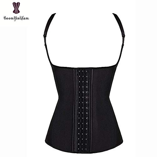 Buy ZZEBRA Black: Babaka Latex Vest Corset Solid Spiral Steel Boning ...