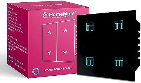 HomeMate® Wi-Fi Smart 4 Gang Touch Switch (Black, Pack of 1) | No Hub ...