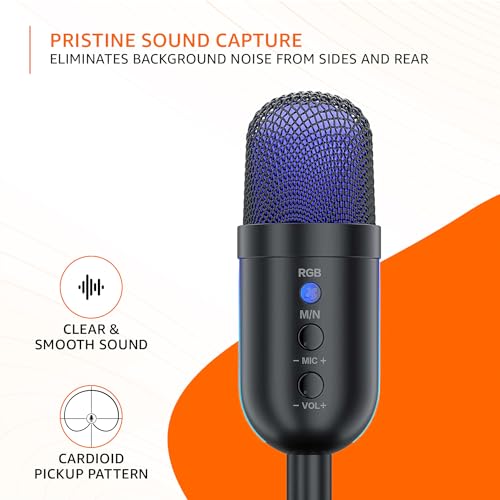 amazon basics Condenser USB Microphone with Adjustable Stand | Plug and ...