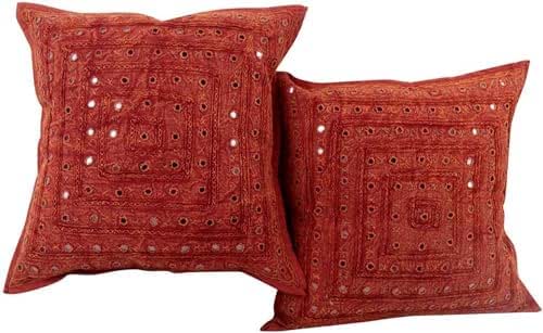 Amazon.com: Marusthali Embroidery indian cushion covers Sari Throw ...