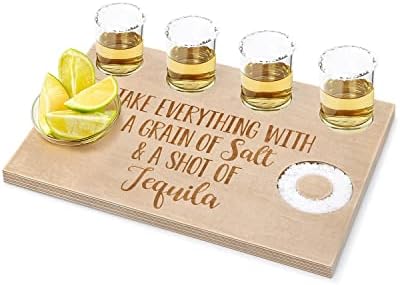 Amazon.com: Suwimut Tequila Shot Board and Glass Holder with 6 Shot ...