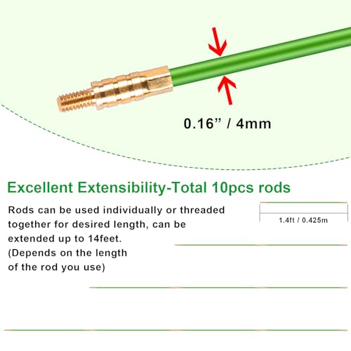 Snapklik.com : 14FT Wire Fish Tool Electrical Wire Snake Fish Tape Fish ...