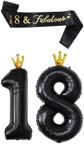 Globos de cumpleaños número 18 con correas, globos con números de ...