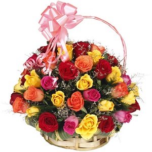 Floralbay Special Basket Arrangement of 40 Mix Roses Fresh Flowers ...
