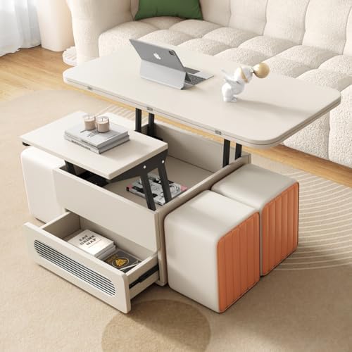 Amazon.com: QEZEOM Lifting Coffee Table Set, 3 in 1 Multifunctional ...
