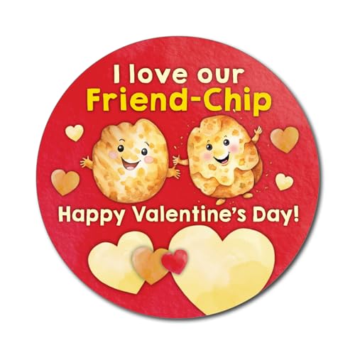 Amazon.com: 36 2.5-inch Potato Chip Valentine Friendship Stickers - I ...