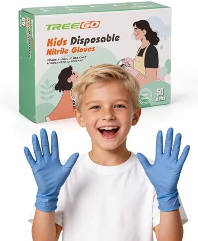 Amazon.com: TREEGO Kids Disposable Gloves for Ages 4–8, Blue Kids ...