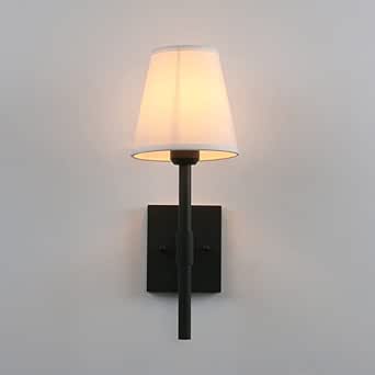 Pathson 2 Pack Fabric Wall Sconces White Shade Set of 2 Linen Fabric ...