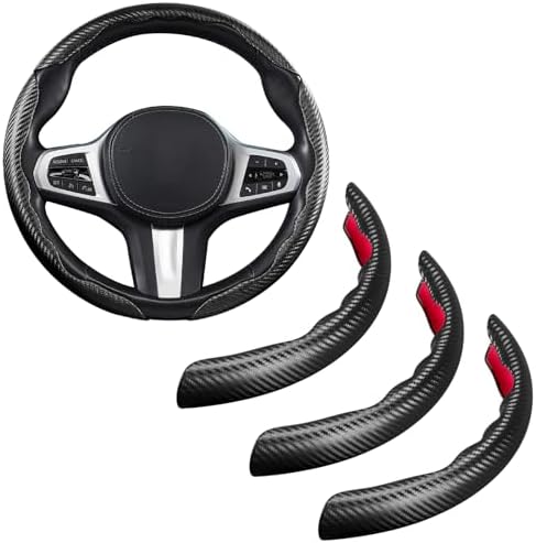 Amazon.com: Car Steering Wheel Cover Carbon Fiber 3pcs Wrap Set, Non ...